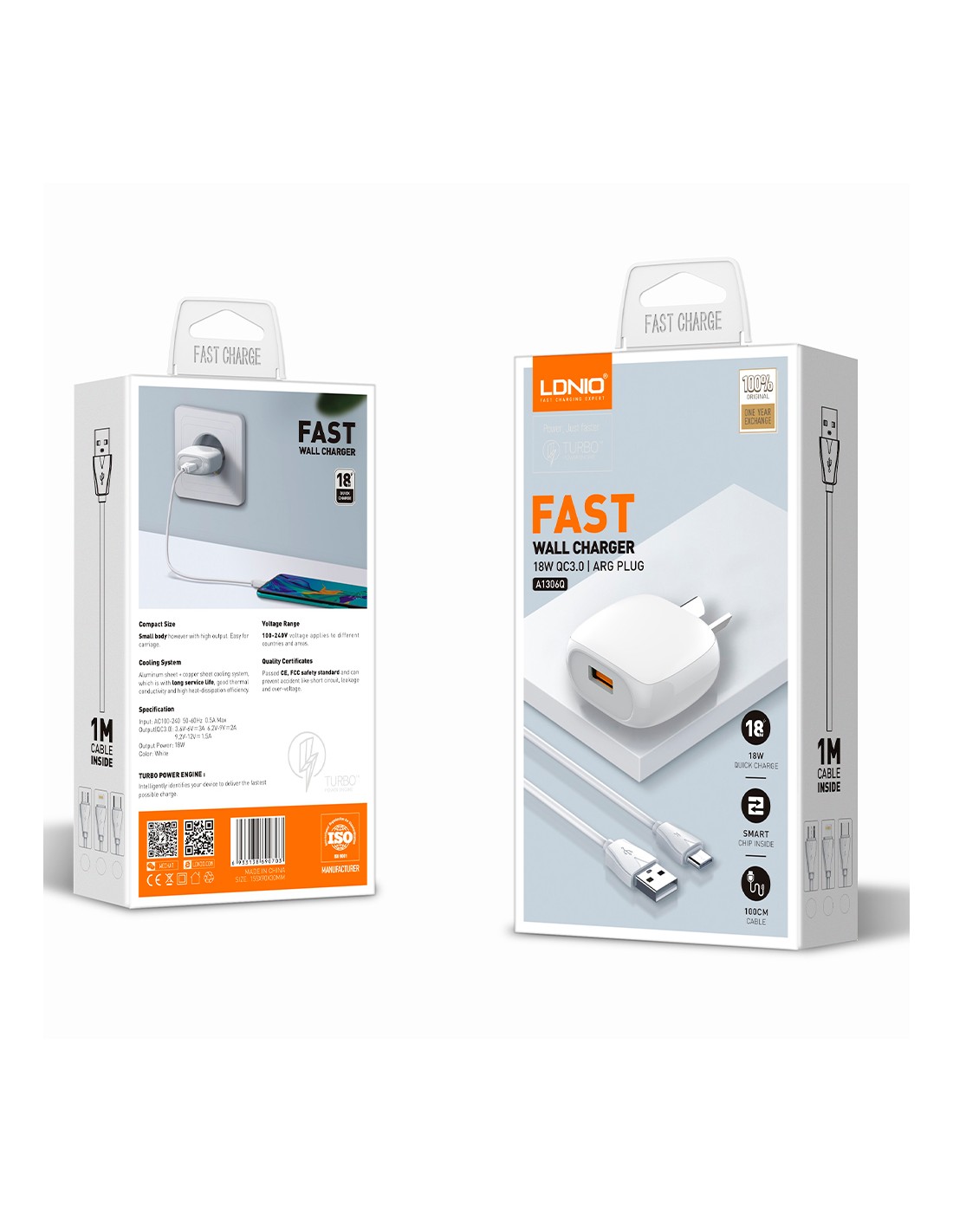 Cargador LDNIO 3.0 18W + Cable Lightning - Copyline